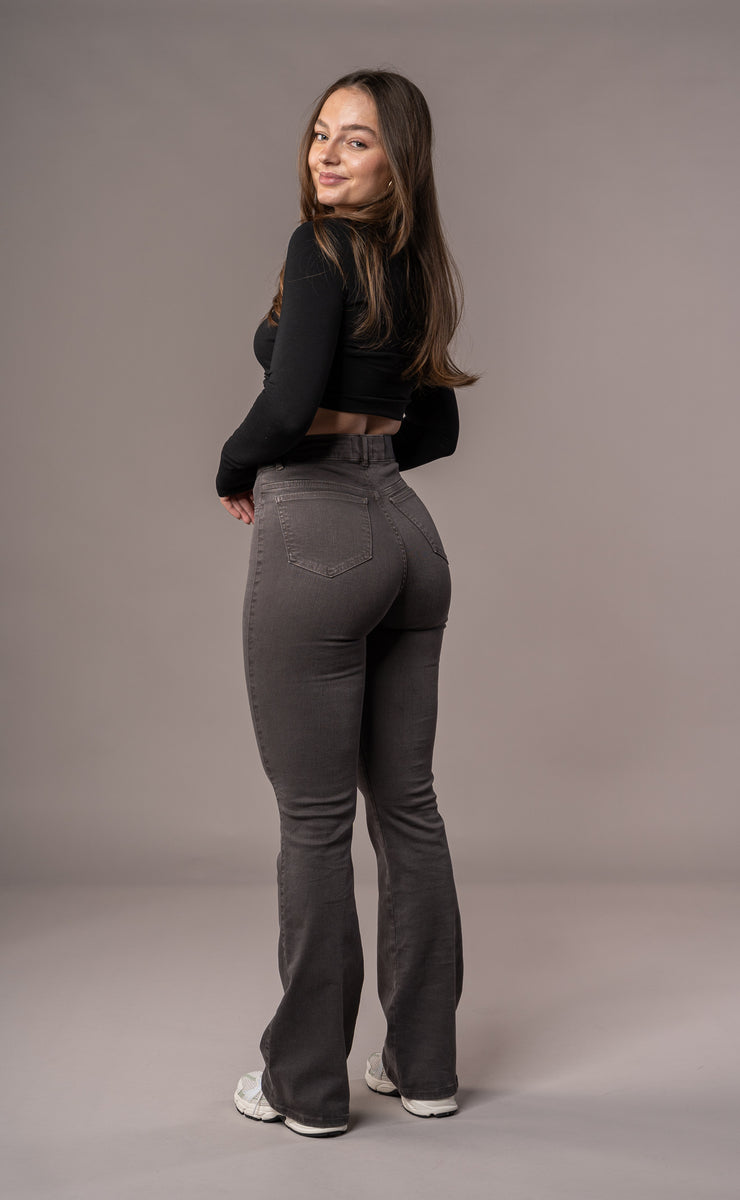 Womens Pastel Flared Fitjeans Charcoal Fitjeans