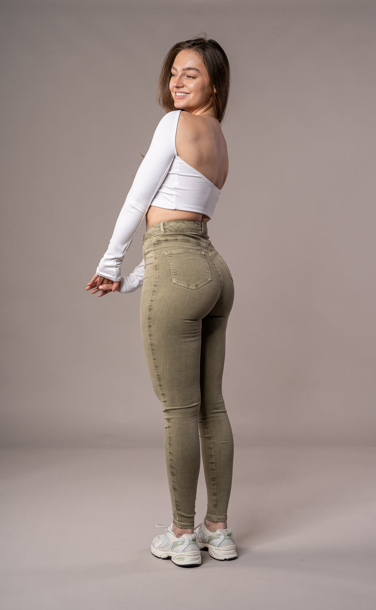 Womens Pastel Fitjeans Khaki Fitjeans