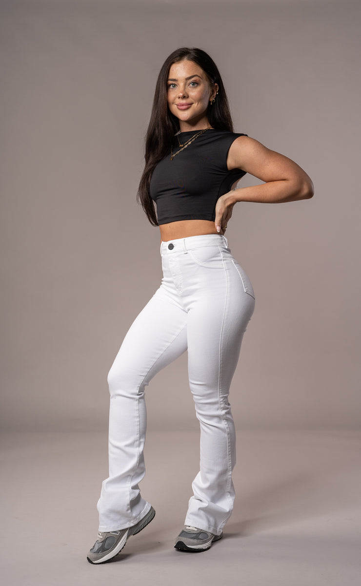 Womens Pastel Flared Fitjeans White Fitjeans