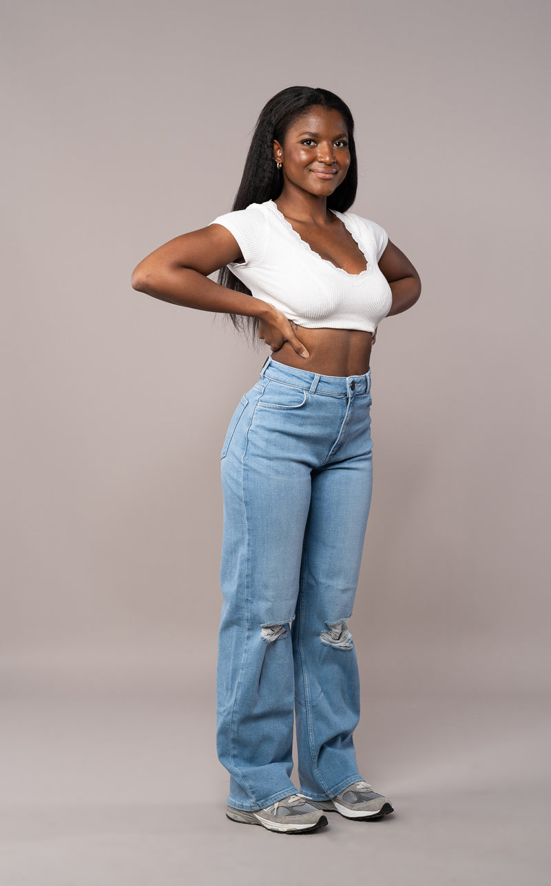 Womens Baggy Ripped Fitjeans Arctic Light Blue Fitjeans